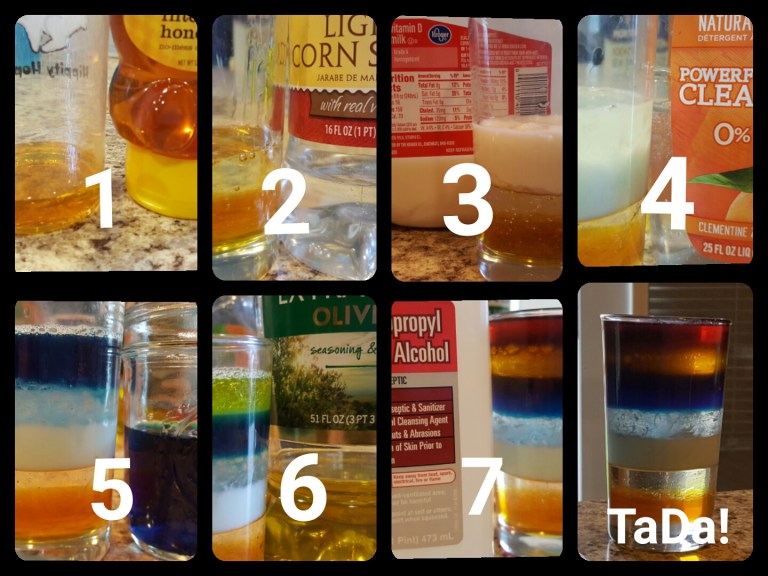 Colorful Liquid Density Columns – Stay-at-Home Science